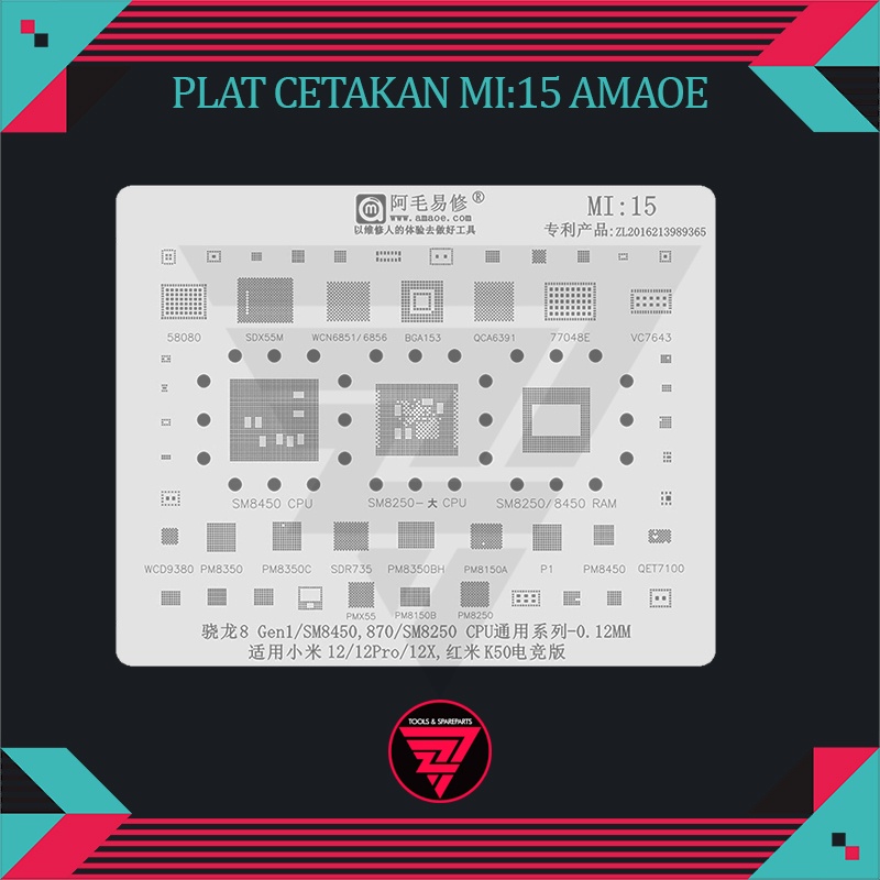 Jual Plat Cetakan MI:15 Amaoe / Plat MI15 Amaoe / Plat Cetakan set IC Xiaomi / Cetak Kaki IC ...