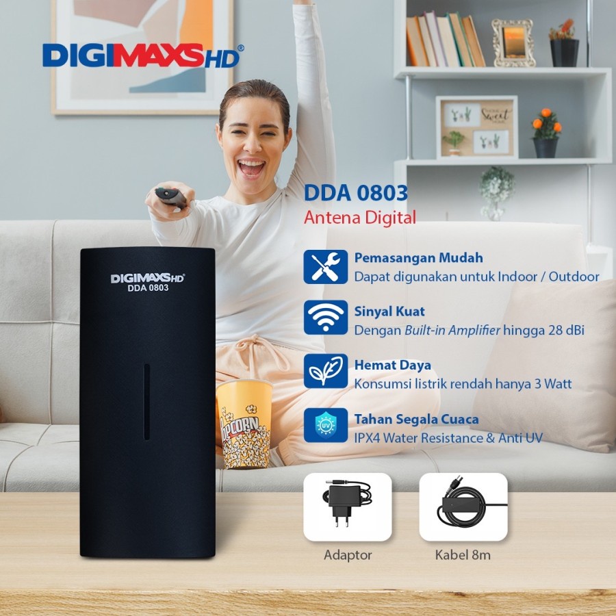 Jual Antena TV Digital Digimaxs HD DDA 0803 Outdoor Indoor kabel 8 ...