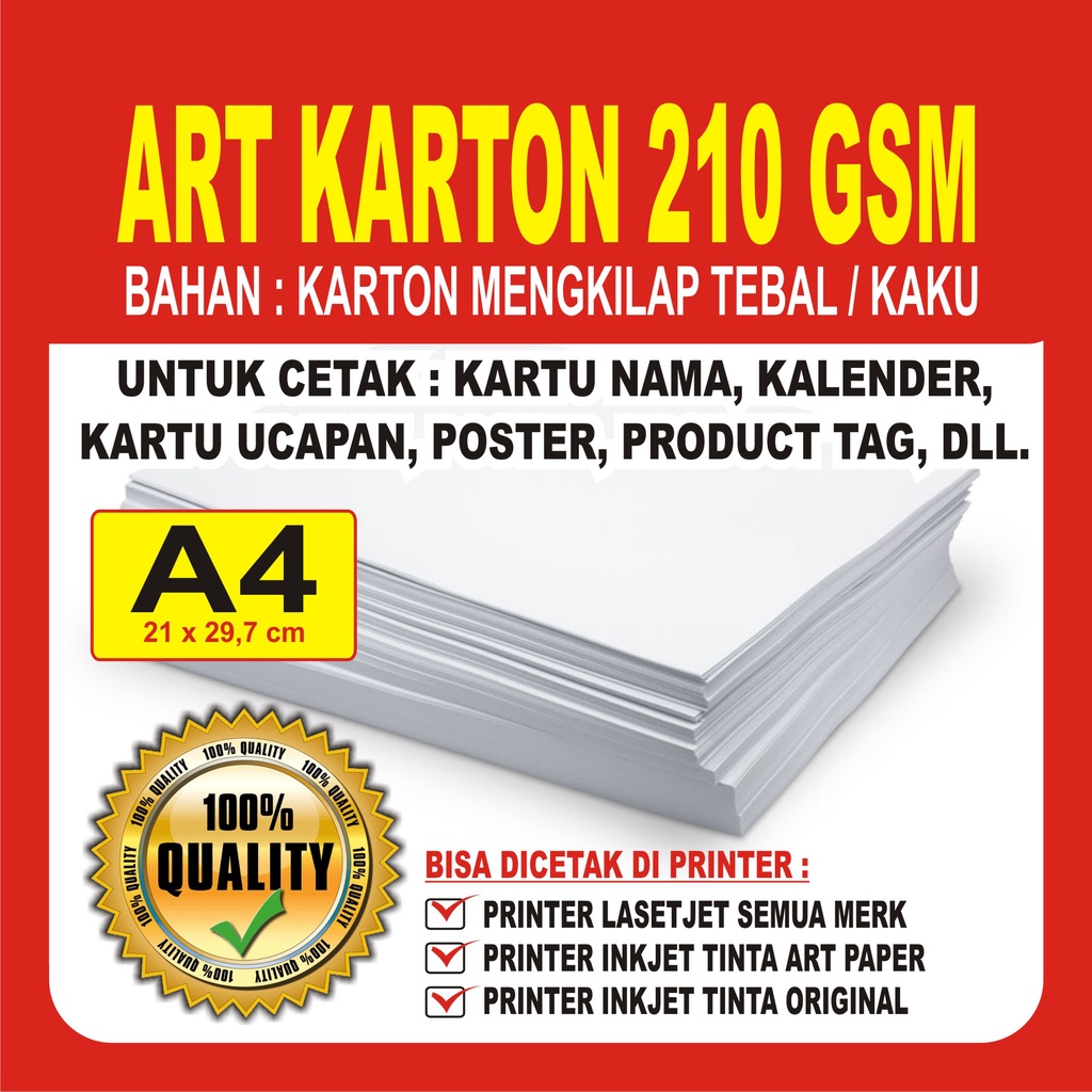 Jual Art Karton 210 gsm A4 / Kertas Art Carton Paper Glossy 230 gsm ...