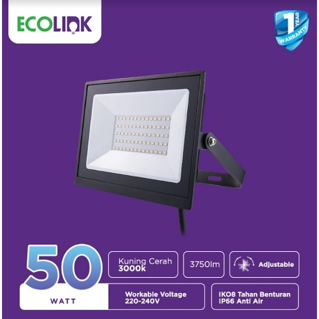 Jual Ecolink Lampu Sorot Tembak Outdoor LED Flood Light 50W Kuning Warm | Shopee Indonesia