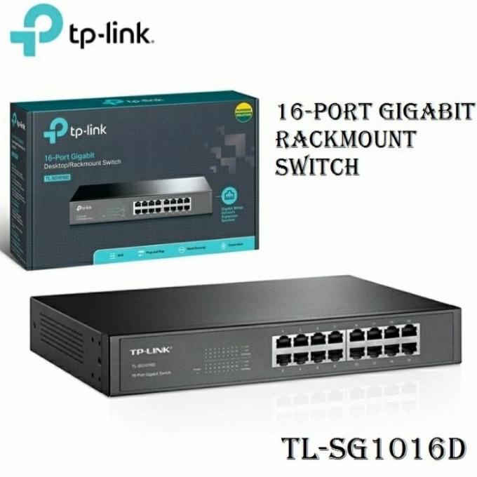 Jual TP-LINK TL-SG1016D TPLINK 16 Port Gigabit Desktop/Rackmount Switch Hub | Shopee Indonesia