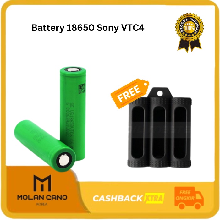 Jual MOLAN CANO Battery 18650 Sony VTC4 | original baterai vtc 4 Bonus ...