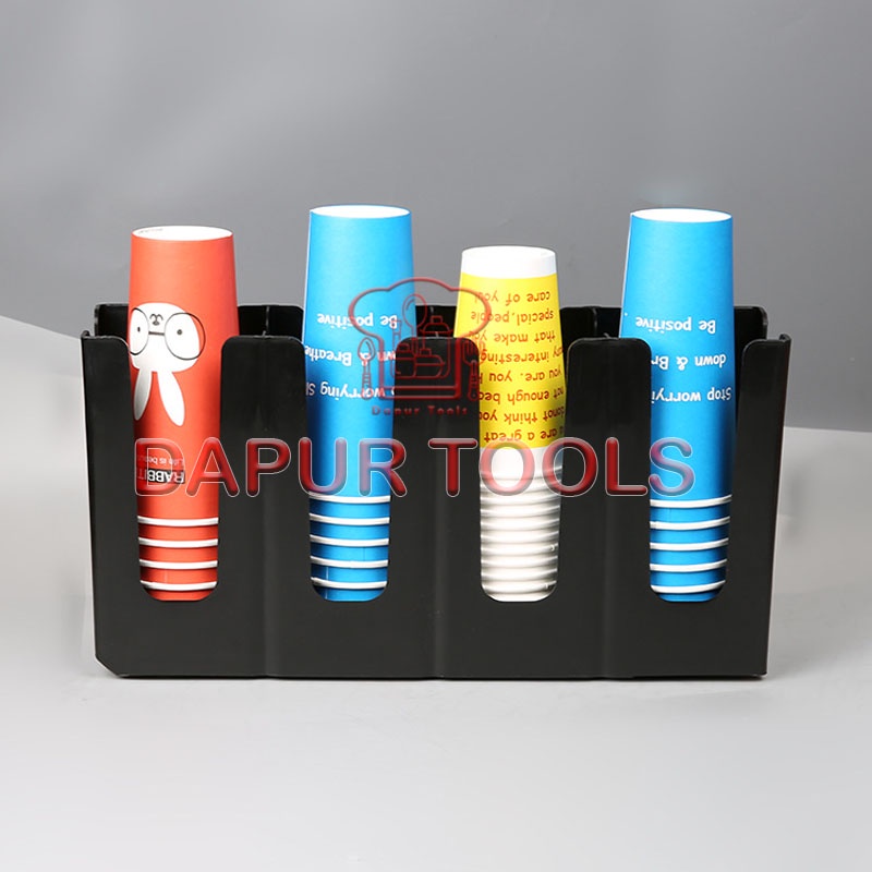 Jual Tempat Rak Cup Holder Dispenser 4 Slot Wadah Gelas Plastik dan ...