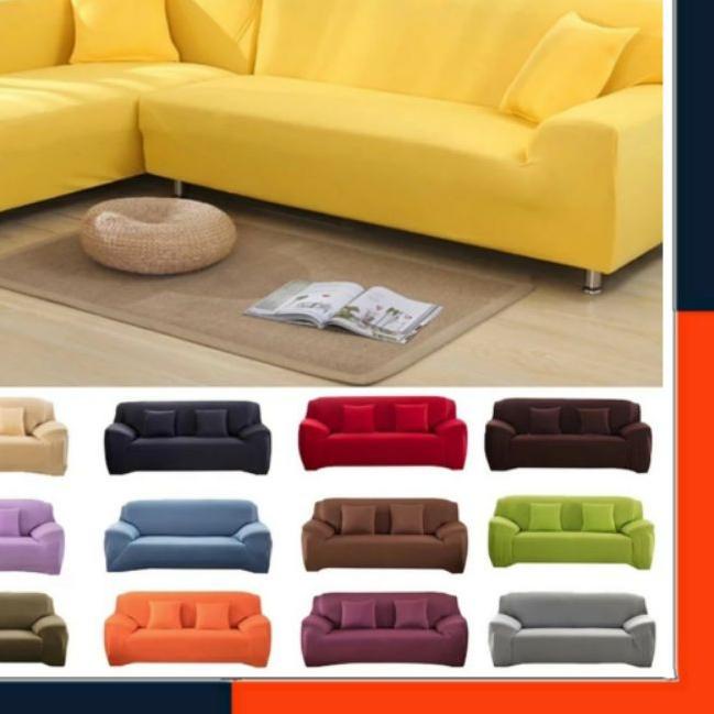 Jual [] SARUNG SOFA ELASTIS POLOS L SHAPED SUDUT SIKU COVER SOFA 1 2 3 ...