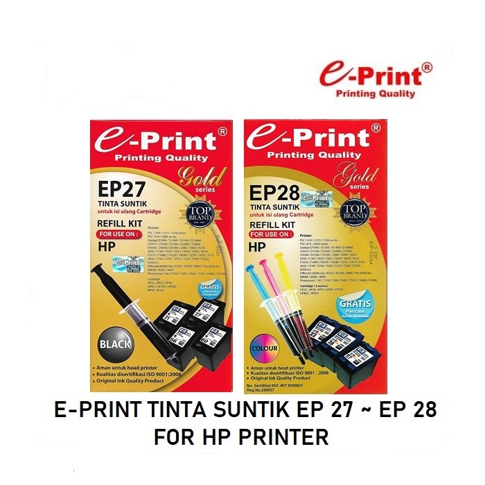 Jual E-PRINT Tinta Suntik HP EP 27 / 28 - EPRINT Refill Kit Gold | Shopee Indonesia
