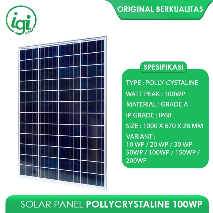 Jual SOLAR PANEL 100W / SOLAR CELL 100Watt / PANEL SURYA 100WP POLY ...