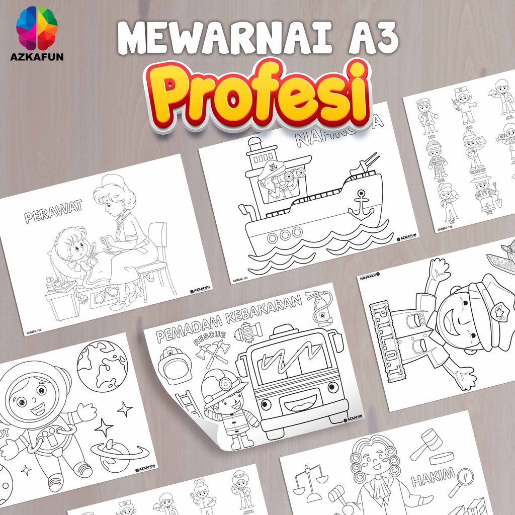 Jual Kertas Mewarnai A3 PROFESI - Mewarnai tema profesi | Shopee Indonesia
