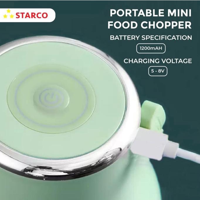 Jual Starco Portable Food Chopper/Mini Chopper Usb Charge 250 Ml ...