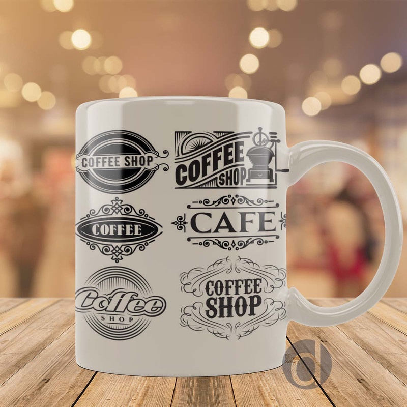 Jual Mug Gelas Lettering set template vektor dalam gaya retro | Shopee ...