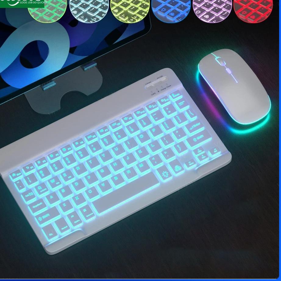 Jual GOOJODOQ 10 Inch Backlit Backlight Wireless Keyboard LED Colorful ...