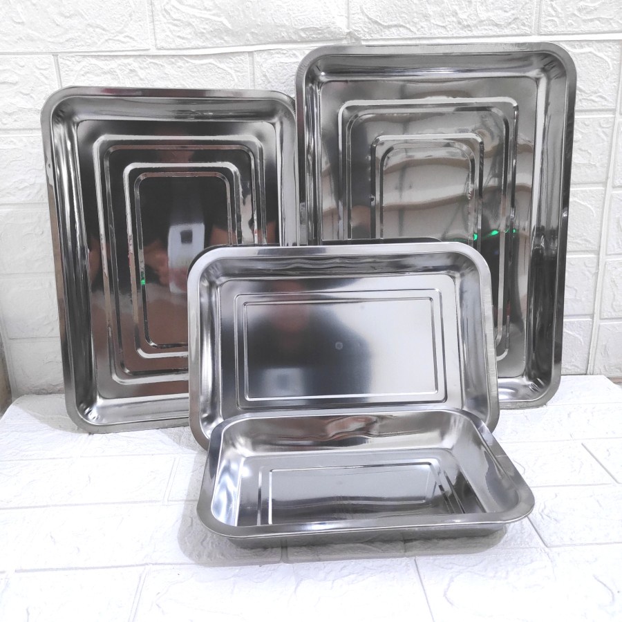 Jual Nampan Baki Stainless / Prasmanan Segi / Kotak / Bake Tray Loyang ...