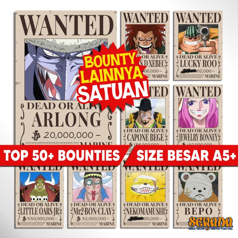 Jual [BOUNTY LAINNYA/REQUEST] Poster Bounty One Piece SIZE A5+ Poster ...