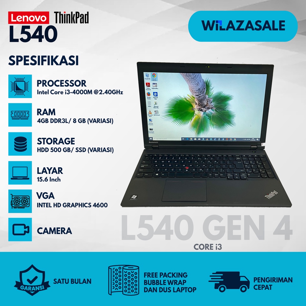 Jual LAPTOP NUMERIC DAN LAYAR LEBAR LENOVO L540 CORE I3 GEN 4 | Shopee Indonesia