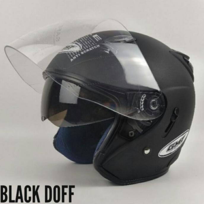 Jual HELM HALF FACE DOUBLE VISOR||GMT BLACK DOFF ORIGINAL||HELM MOTOR ...
