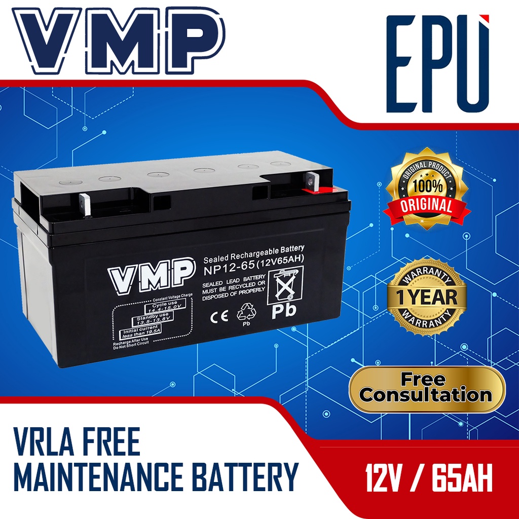 Jual Aki UPS VMP 12V 65AH Baterai UPS Aki Kering Batere UPS Battery ...