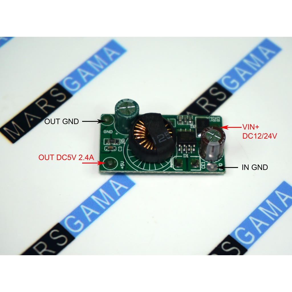Jual Modul Mini Step Down DC-DC 12V 24V To 5V 2.4A Buck PCB Board ...