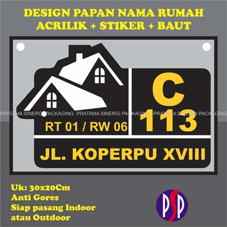 Jual PAPAN NAMA RUMAH_MODEL KOTAK_BAHAN AKRILIK 2MM DAN STIKER (BONUS ...