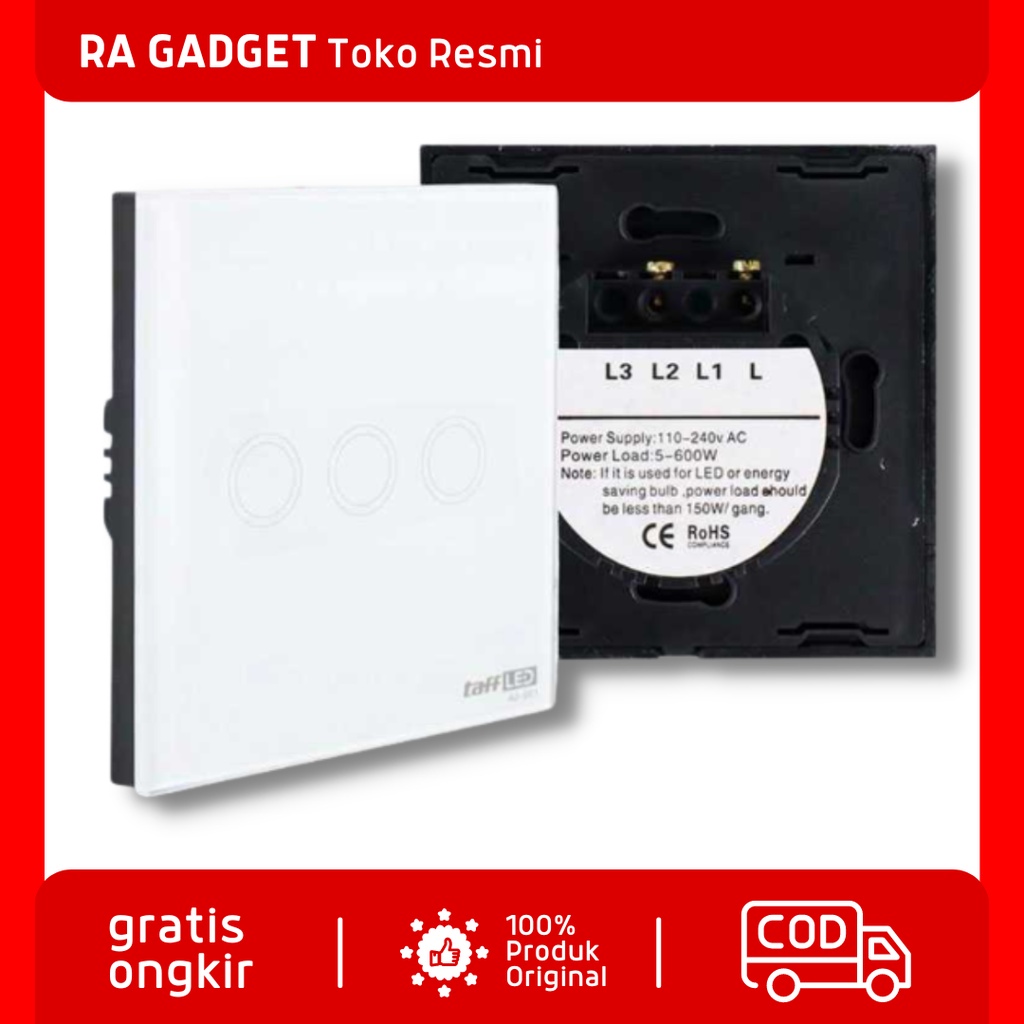 Jual Saklar Lampu Luxury Touch LED Light Panel / Saklar Sakelar Lampu ...