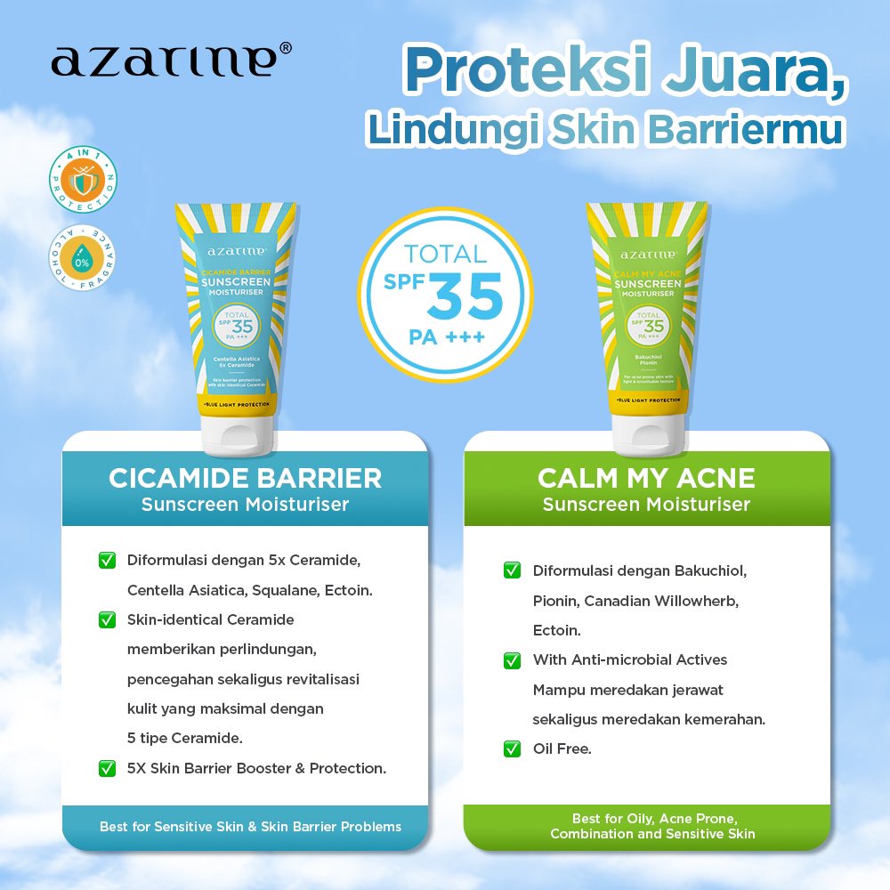 Jual FIX GLOW NEW!! Azarine Cicamide Barrier - Calm My Acne Sunscreen ...