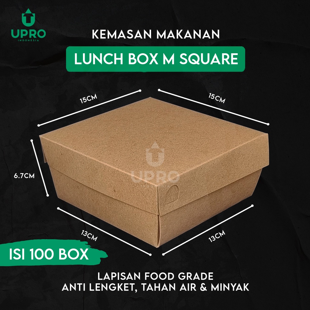 Jual Lunch Box Ukuran M Square Isi 100 Dus Kotak Makan Paper Lunch Box Size M Square Take Away ...