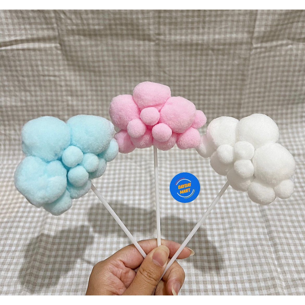 Jual Topper Kue Pom Awan / Topper Cake Cloud / Topper 3D Awan Premium ...