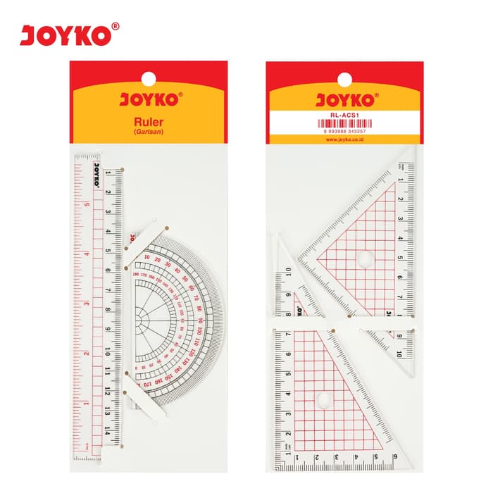 Jual Acrylic Ruler Set / Pengaris / Busur Joyko RL-ACS1 / 1 Set 4 Pcs ...
