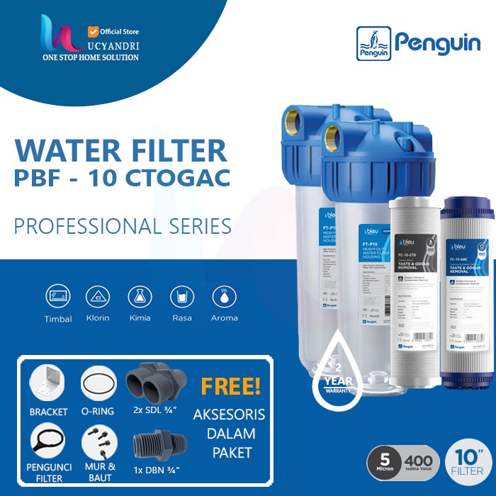 Jual PAKET FILTER AIR Isi 2 CTO & GAC PRO Bleu Kuningan 10 inch ...