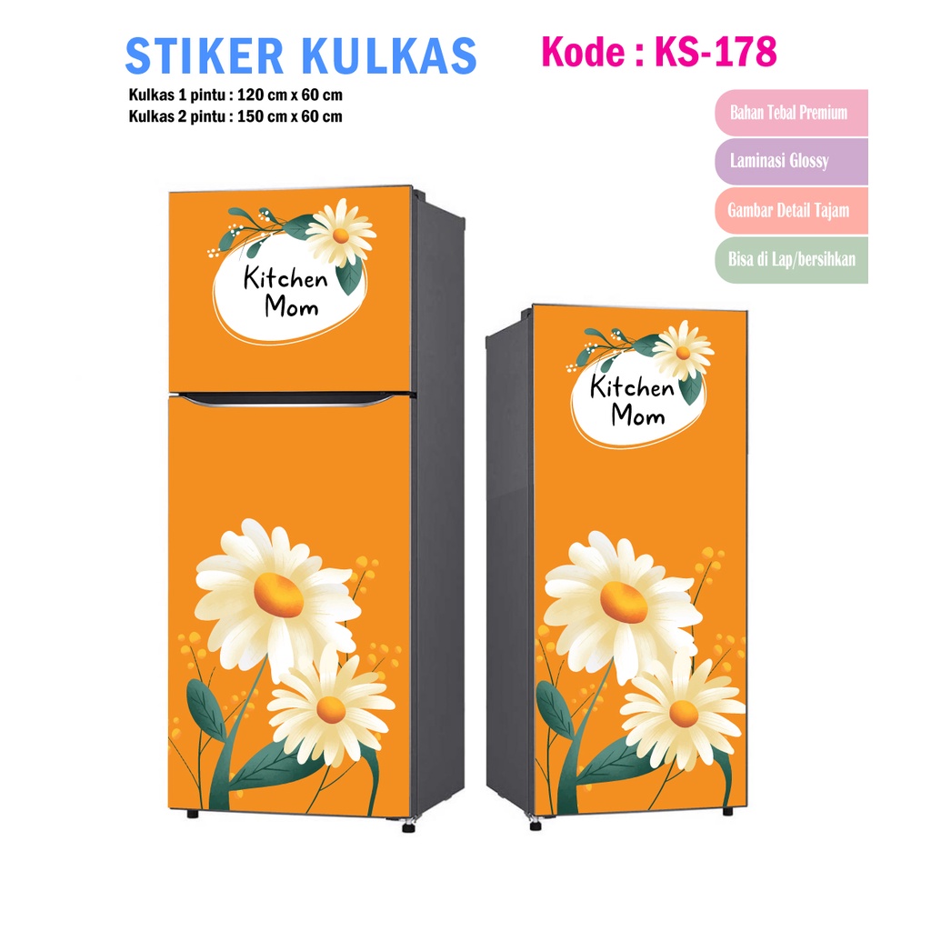 Jual Stiker Kulkas 1 Pintu dan Sticker Kulkas 2 pintu Motif Bunga ...