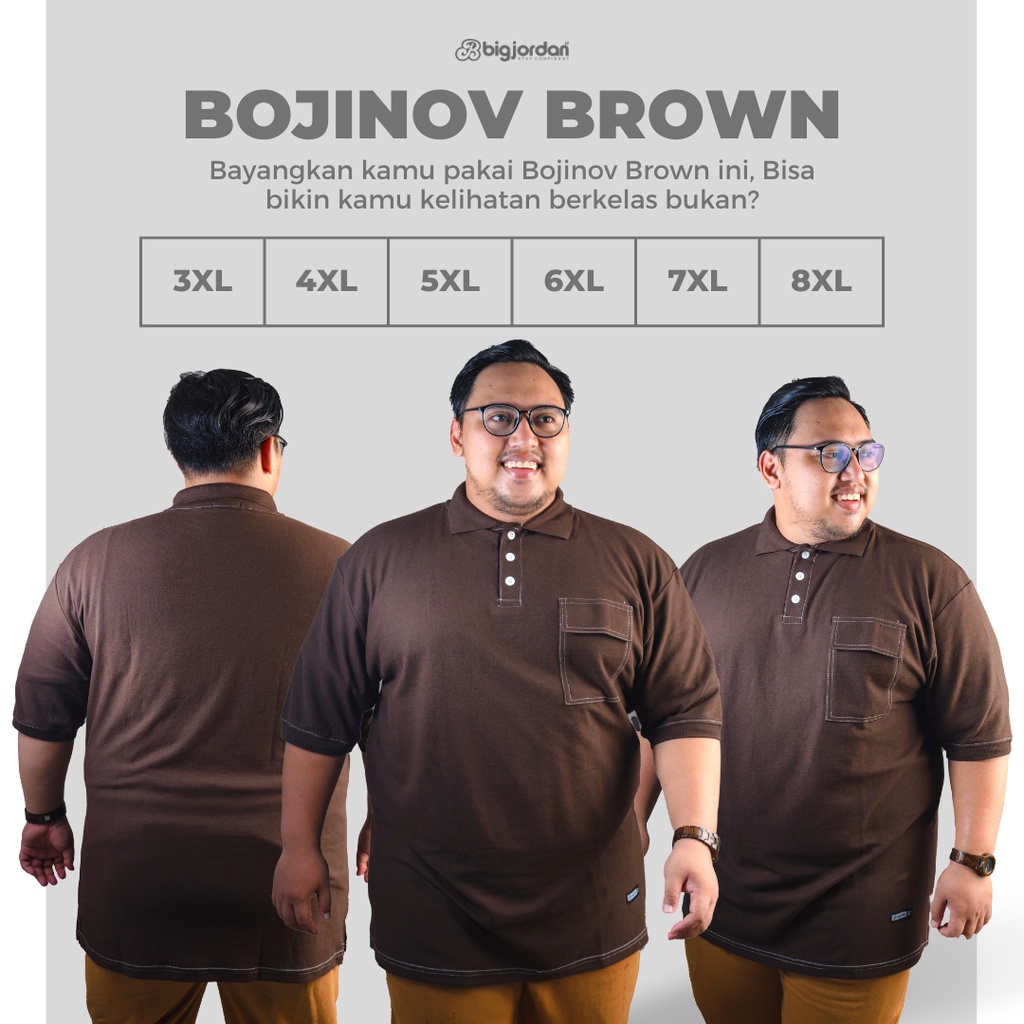 Jual BIGJORDAN ID POLO SHIRT BOJINOV BROWN kaos kerah jumbo 5XL 6XL 7XL 8XL polo shirt big size ...