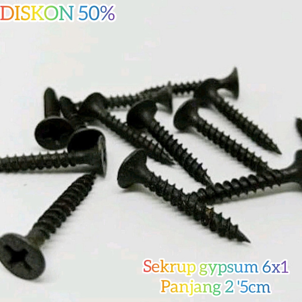 Jual 200PCS Skrup Gypsum ukuran 6x1 panjang 2,5cm Sekrup Giysum 200pcs pcs Sekrup Gypsum/kayu ...