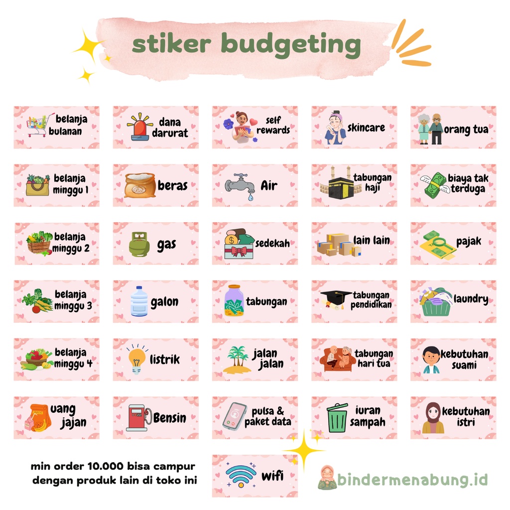 Jual stiker keuangan 30 pcs stiker berbeda| stiker dompet budgeting ...