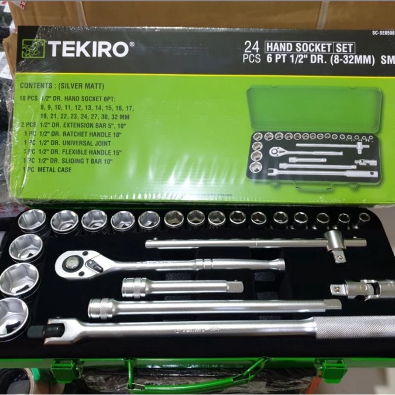 Jual Tekiro Kunci sock set 24 pcs ( 8-32 mm ) box besi | Shopee Indonesia