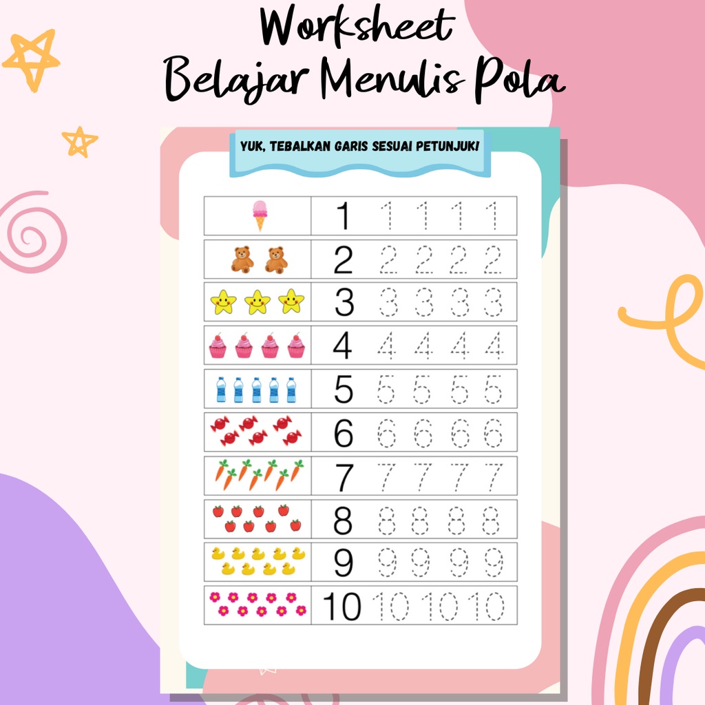 Jual WORKSHEET Anak PAUD TK 2 3 4 5 Tahun Mainan Edukasi Belajar Spidol ...