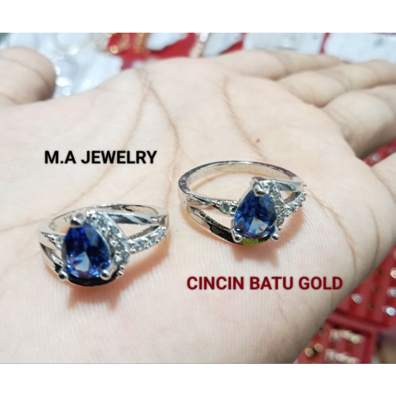 Jual Cicni batu warna silver permata merah dan biru barang 100%REAL ...