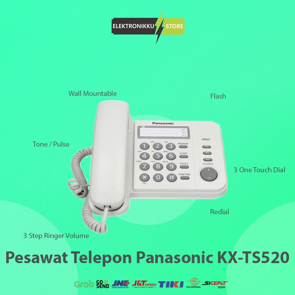 Jual Telephone Panasonic KX-TS520 Pesawat Telepon Rumah Kantor Indihome | Shopee Indonesia