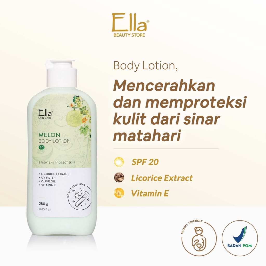 Jual Ella Skincare Whitening Body Lotion SPF 20 MELON with Licorice Extract & UVA UVB Filter ...