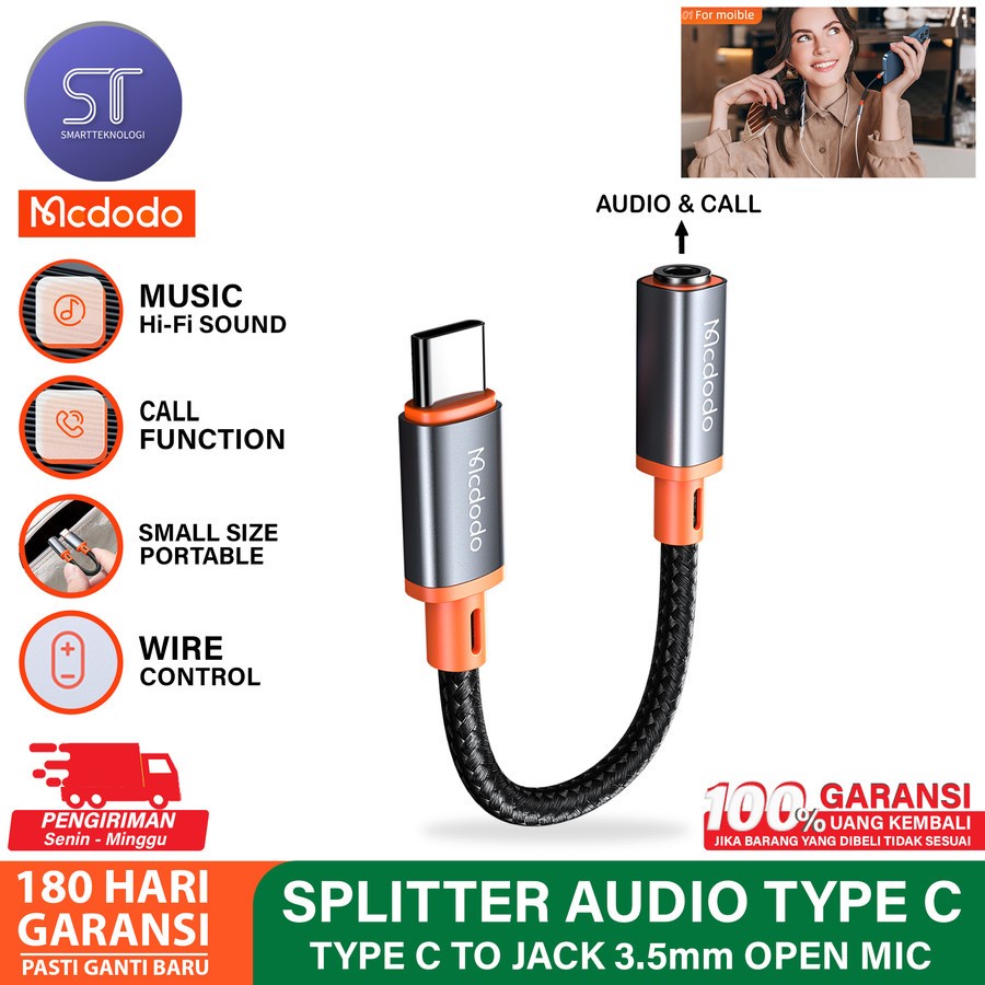 Jual MCDODO Splitter Type C to Jack 3.5mm | Shopee Indonesia