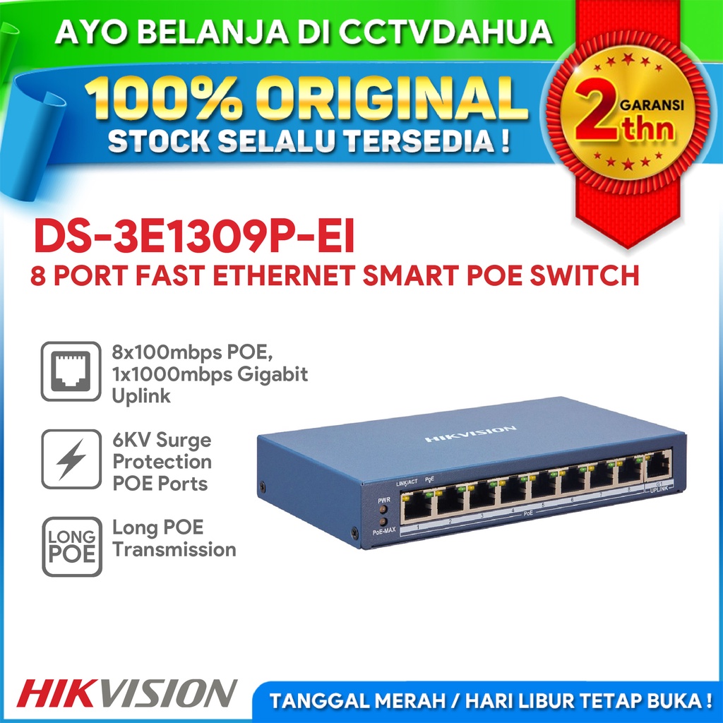 Jual HIKVISION DS-3E1309P-EI 8 PORT FAST ETHERNET SMART GIGABIT POE SWITCH | Shopee Indonesia