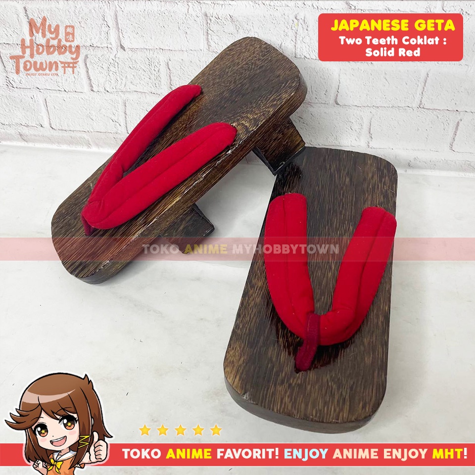 Jual Geta Two Teeth Coklat Tradisional : Solid Red Strap Merah Sandal ...