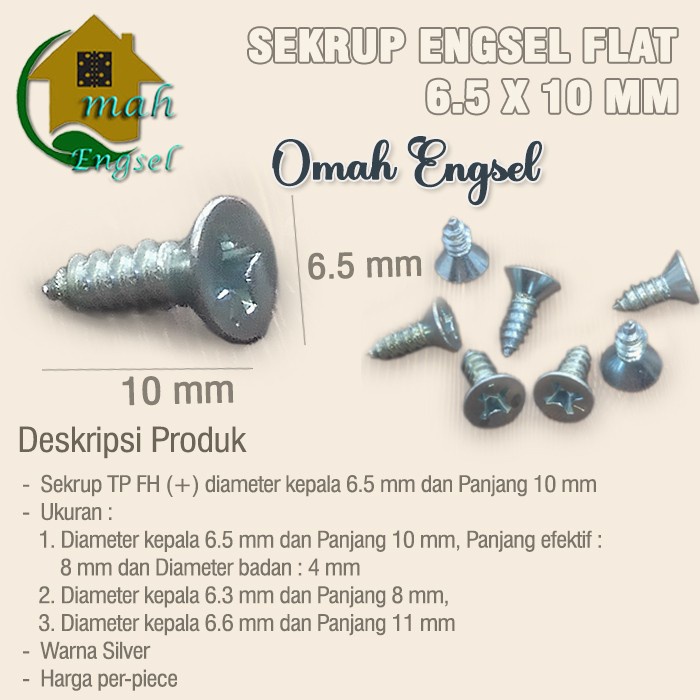 Jual Sekrup mini kepala 6.5 x 10 mm ( 20 pcs ) skrup mini silver sekrup ...