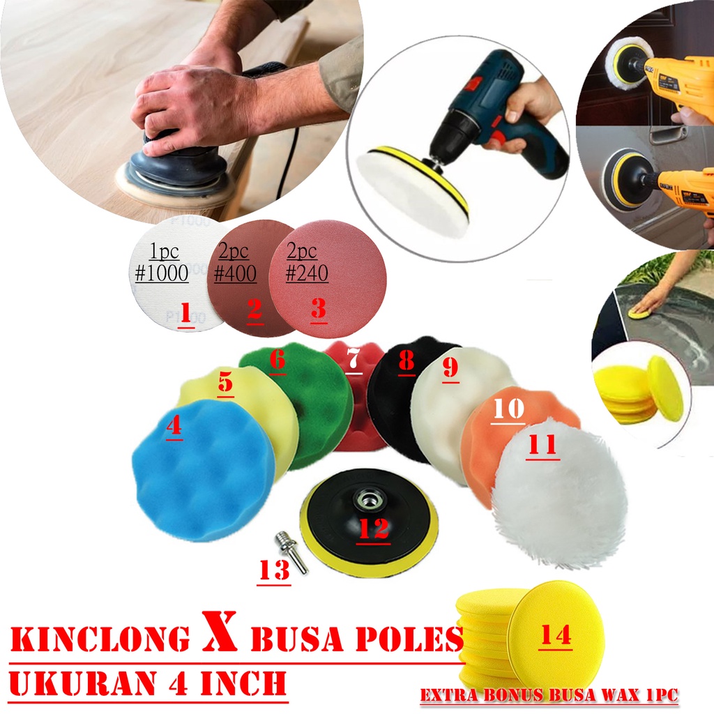 Jual PAKETAN AMPLAS KINCLONG + BUSA POLES LENGKAP BOR GERINDA 4" INCH ...
