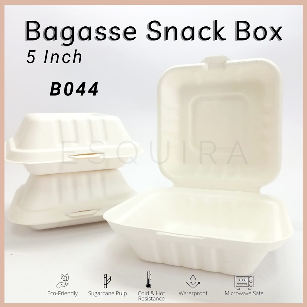 Jual Bagasse Snack Box / Sugarcane Food Packaging / Mini Burger Box 5 ...