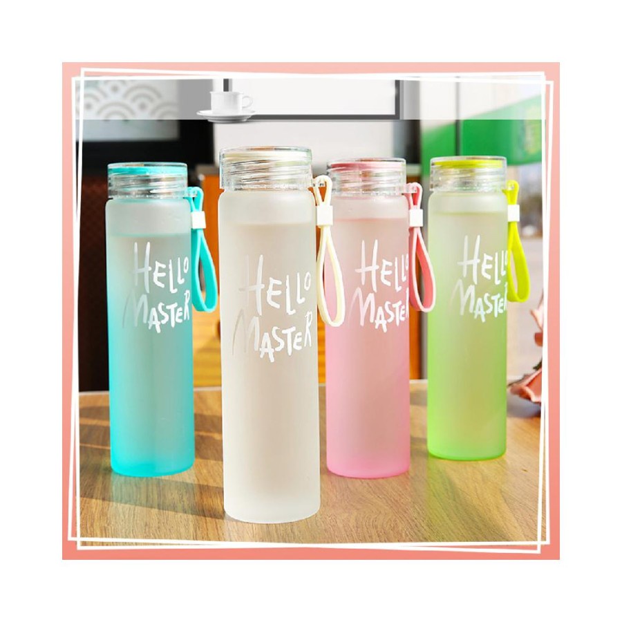 Jual BOTOL AIR MINUM KACA BUKAN PLASTIK TUMBLER HELLO MASTER HALLO ...