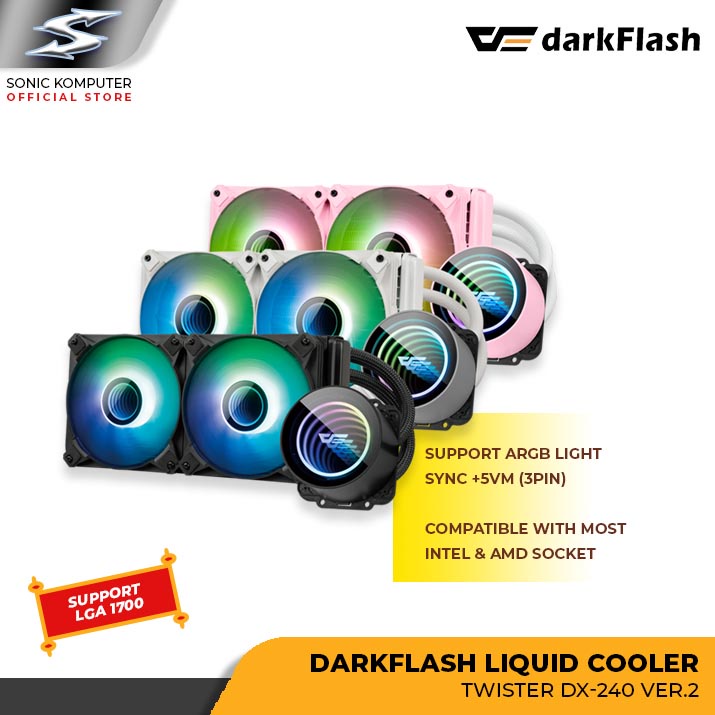 Jual CPU Cooler Darkflash Twister DX-240 V2 AIO Liquid Water Cooling DX240 | Shopee Indonesia