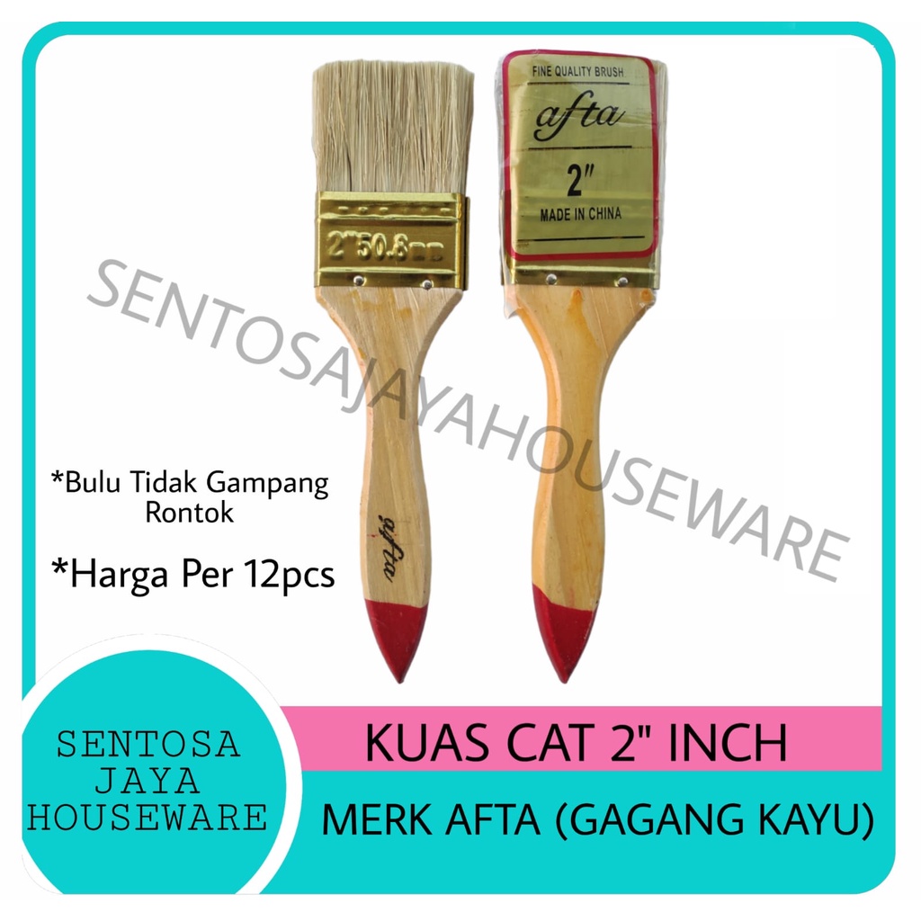 Jual (12PCS) KUAS CAT 2INCH GAGANG KAYU / KUAS 2" INCH / KUAS CAT 2 ...