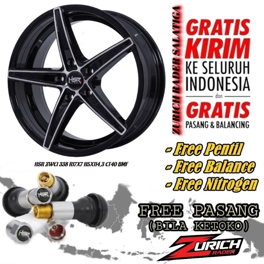 Jual Velg Mobil Hrv Ring 17 HSR ZWEI R17 Lebar 7 Pcd 5X114,3 ET40 Black Polish | Shopee Indonesia