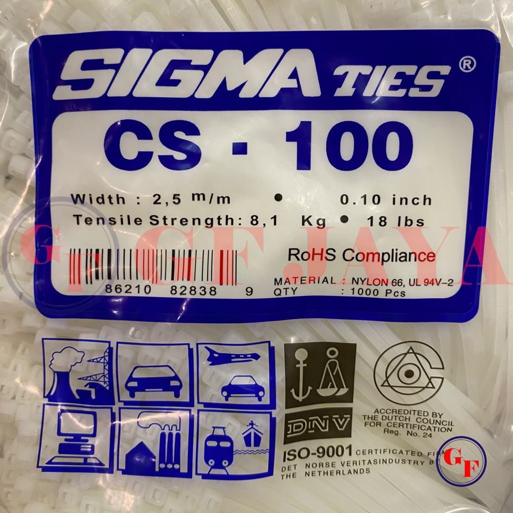 Jual Kabel Ties Sigma CS-100 isi 1000 10cm x 2.5mm Putih / CS100 CV100 ...