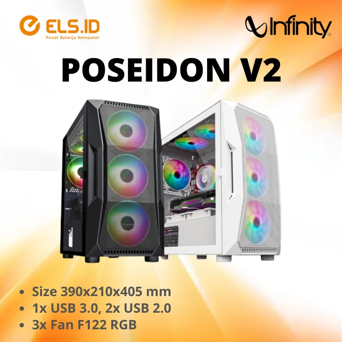 Jual Casing Infinity Poseidon V2 M-ATX Tempered Glass | Shopee Indonesia