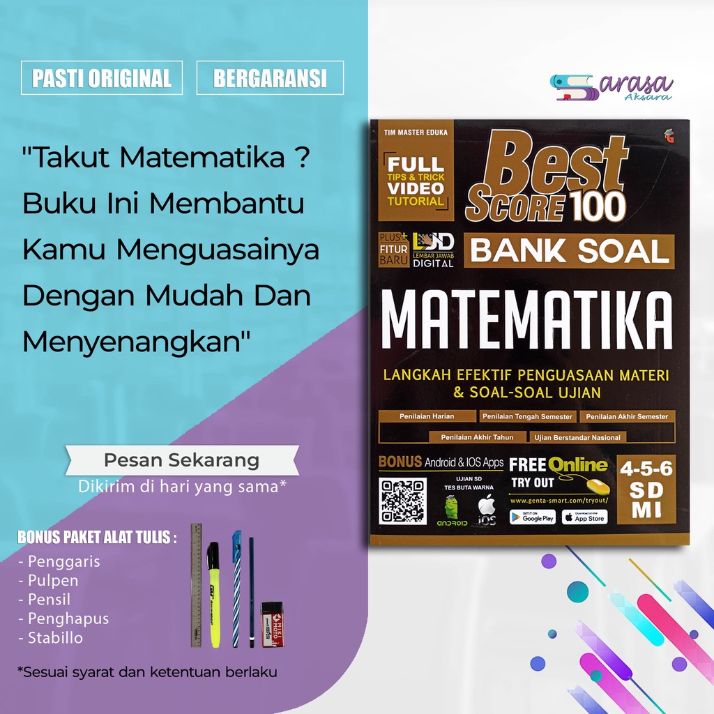 Jual Buku Pelajaran Sd Best Score 100 Bank Soal Matematika Sd Mi Kelas