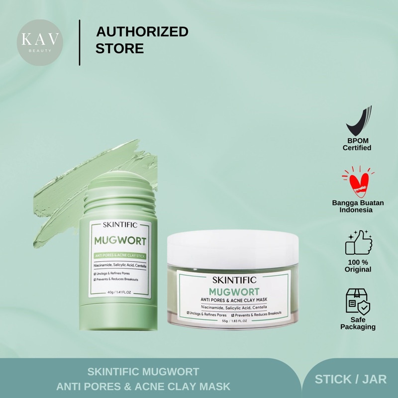 Jual Skintific Mugwort Anti Pores & Clay Mask 55gr / Skintific Mugwort ...